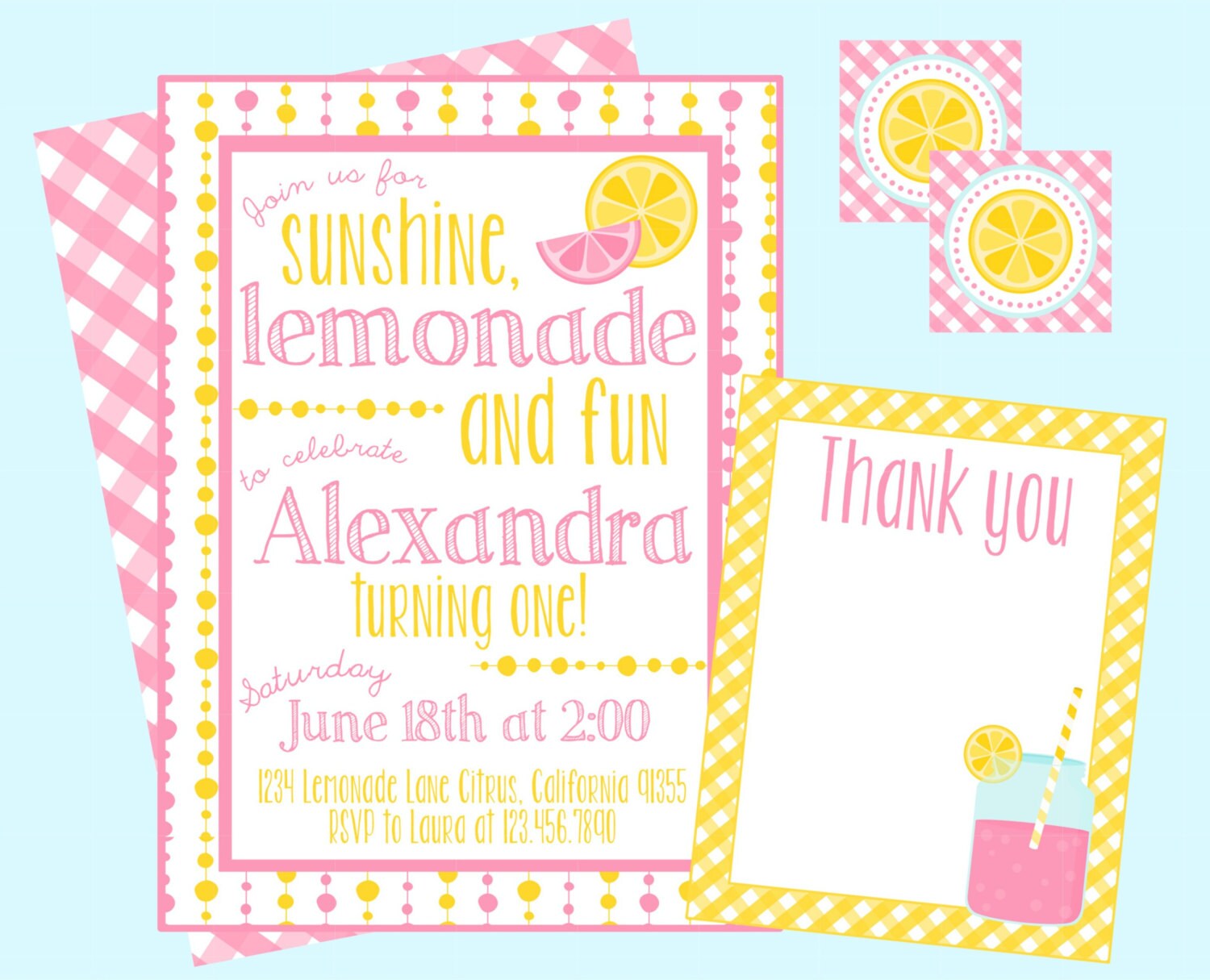 Pink Lemonade Birthday Party Invitation. Sunshine, Lemonade, and Fun ...