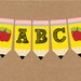Back to School Pencil Banner. FULL ALPHABET, Instant Digital Download ...