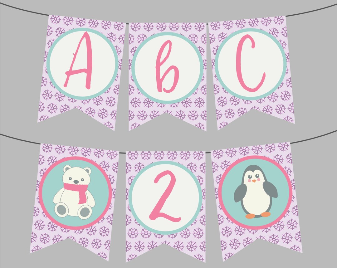 Winter Wonderland Digital Banner. FULL ALPHABET, Numbers, Happy ...