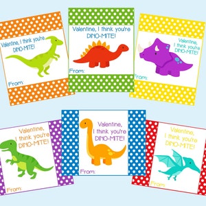 Dino-mite Valentine Package. Dinosaur Valentine Cards and Bag Toppers ...