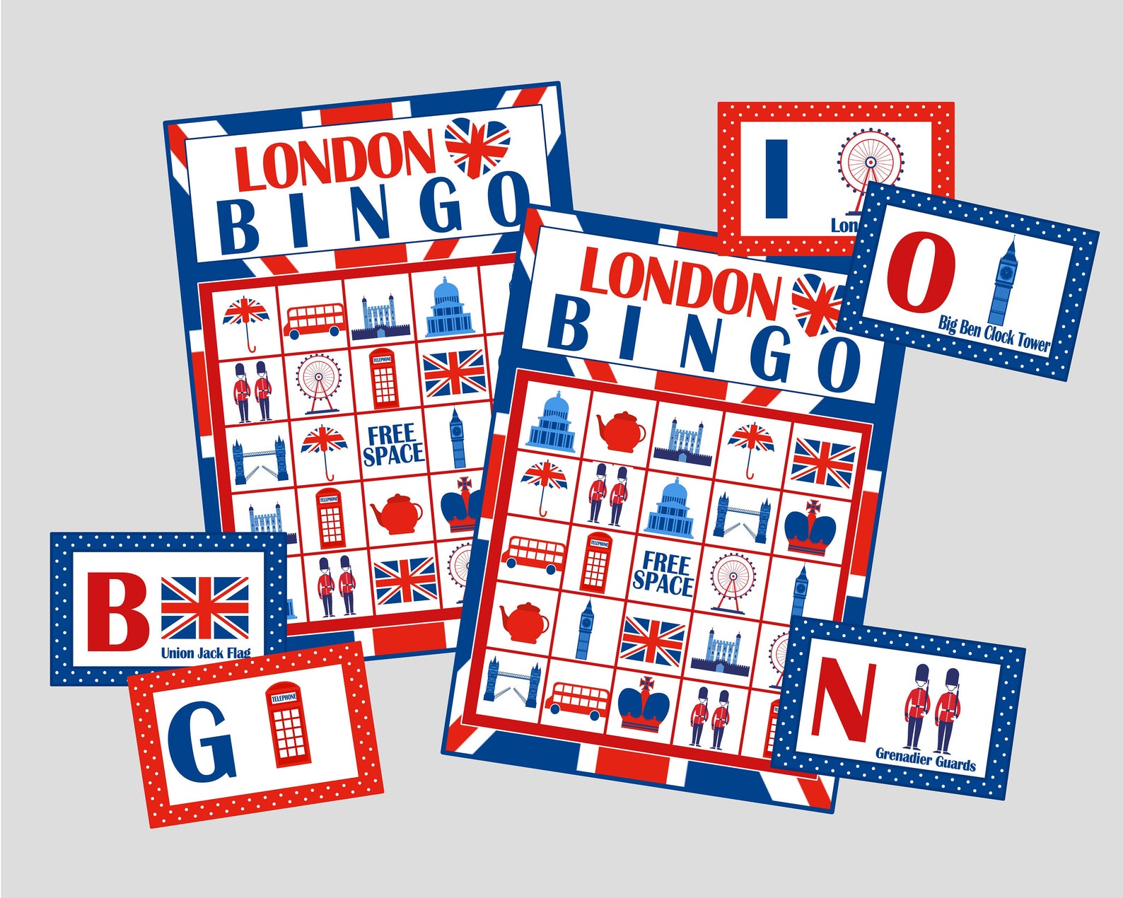 Printable London Bingo Game. 12 Card London England Bingo Game Set for ...