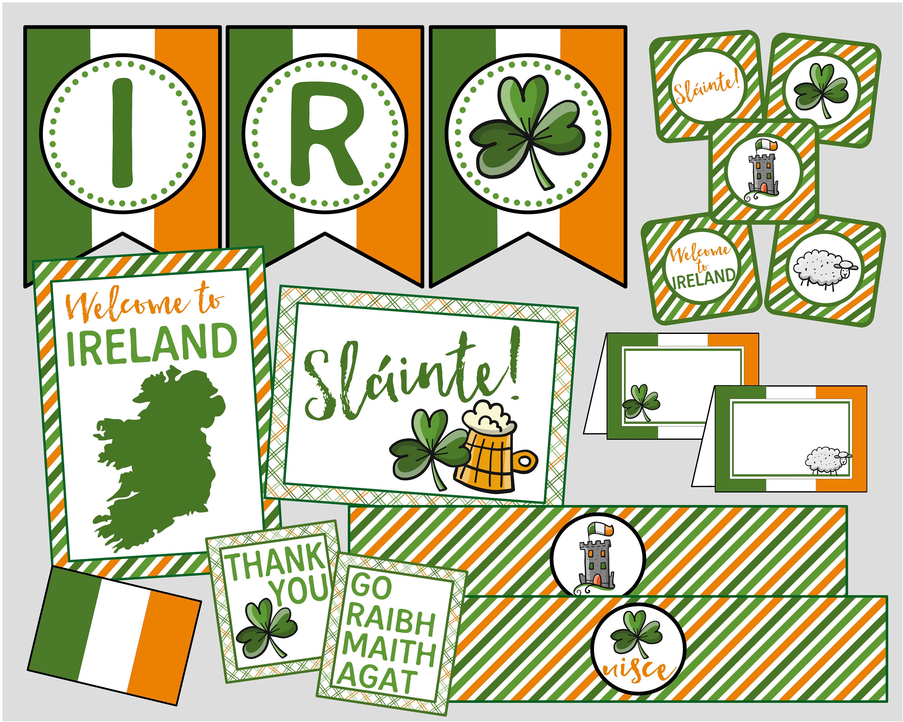 Printable Ireland Party Mini-package. Party Decor for Ireland, Irish ...