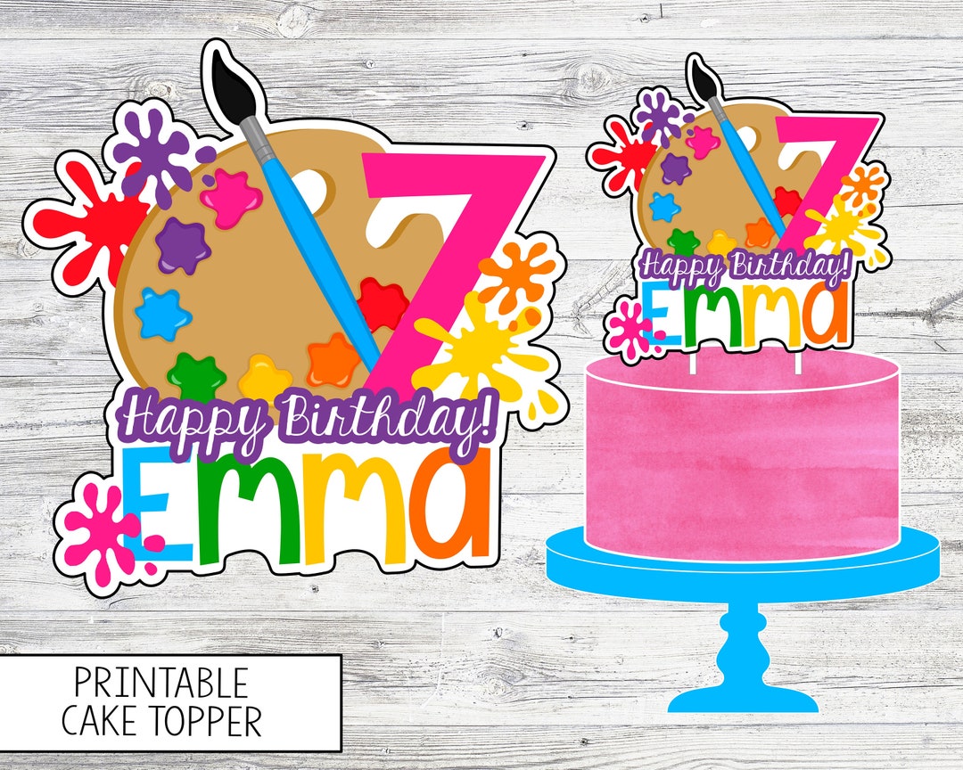 Printable Art Party Cake Topper. Personalized Cake Topper for Painting ...