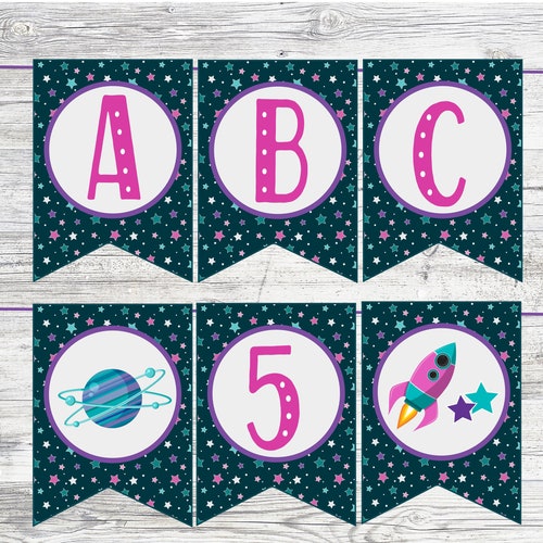 Space Banner Astronaut Birthday Party Bunting Instant | Etsy