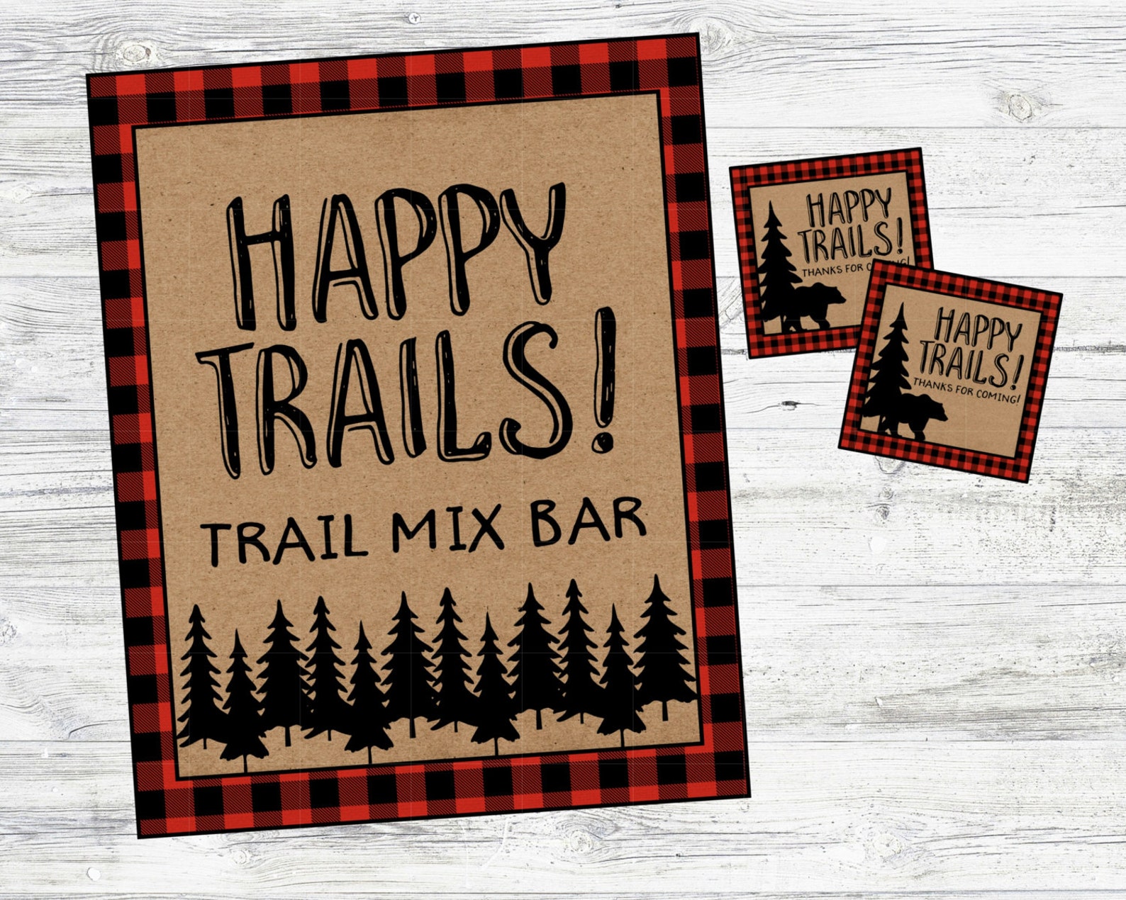 Happy Trails Favor Tag for Lumberjack Party or Baby Shower. Great for ...