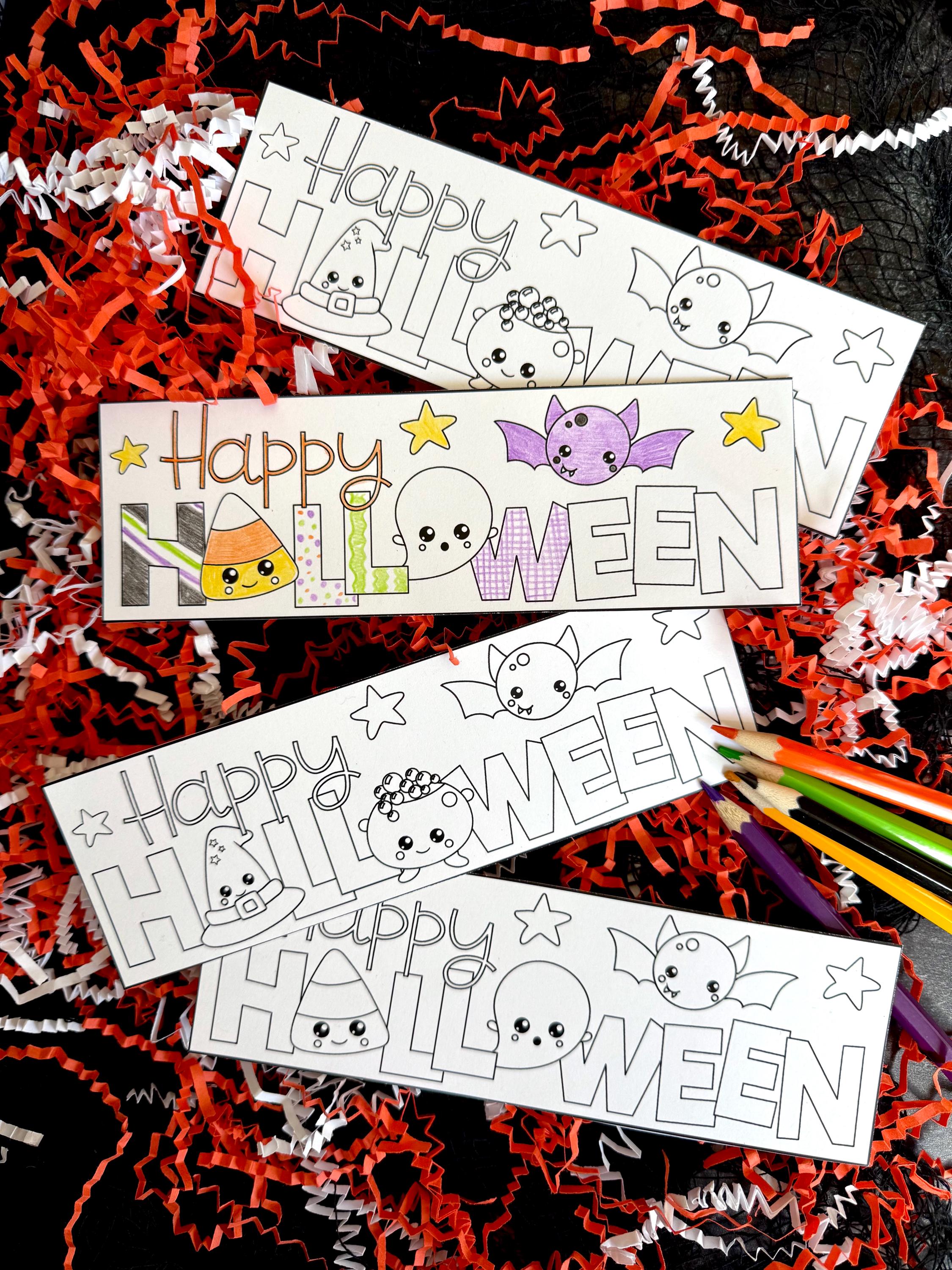 DIY Halloween Bookmarks. Print & Color Your Own Bookmark. Instant ...