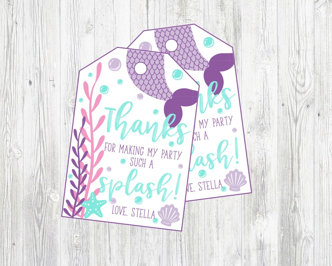 Personalized Mermaid Party Favor Tags. Thanks for Making My Party A ...