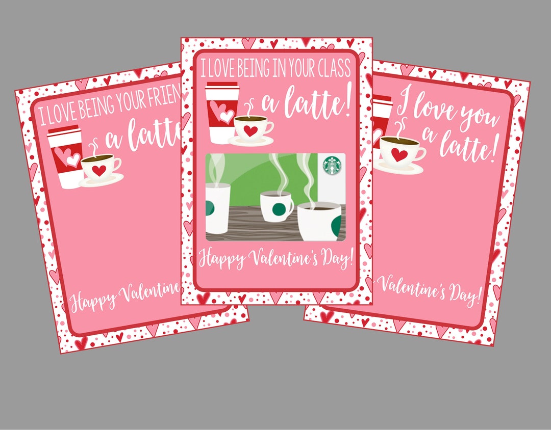 Valentine's Day LATTE Card to Pair With Coffee Gift Card. for Teacher ...