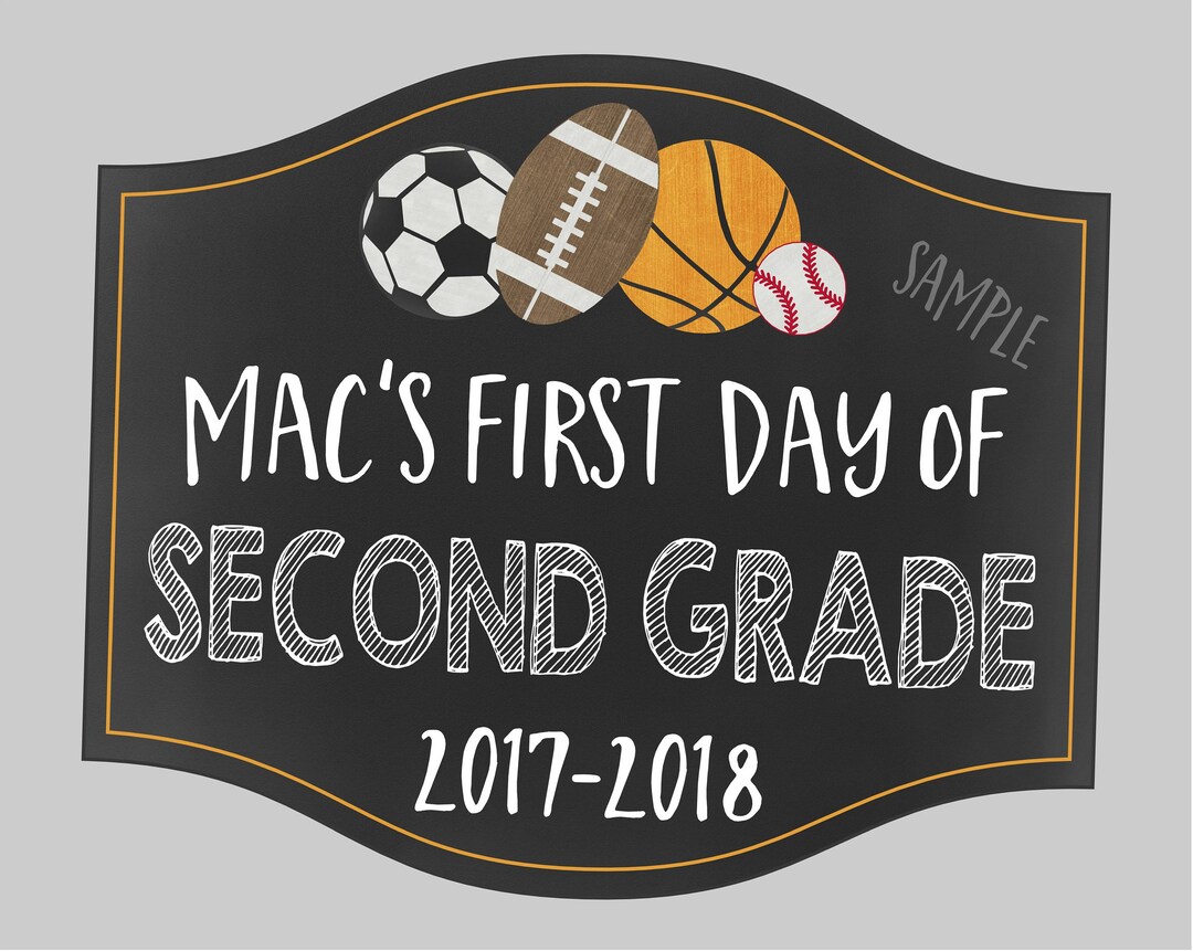 Personalized Sports First Day of School Photo Prop Sign. First & Last ...