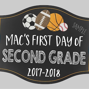 Personalized Sports First Day of School Photo Prop Sign. First & Last ...