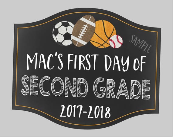 Personalized Sports First Day of School Photo Prop Sign. First | Etsy