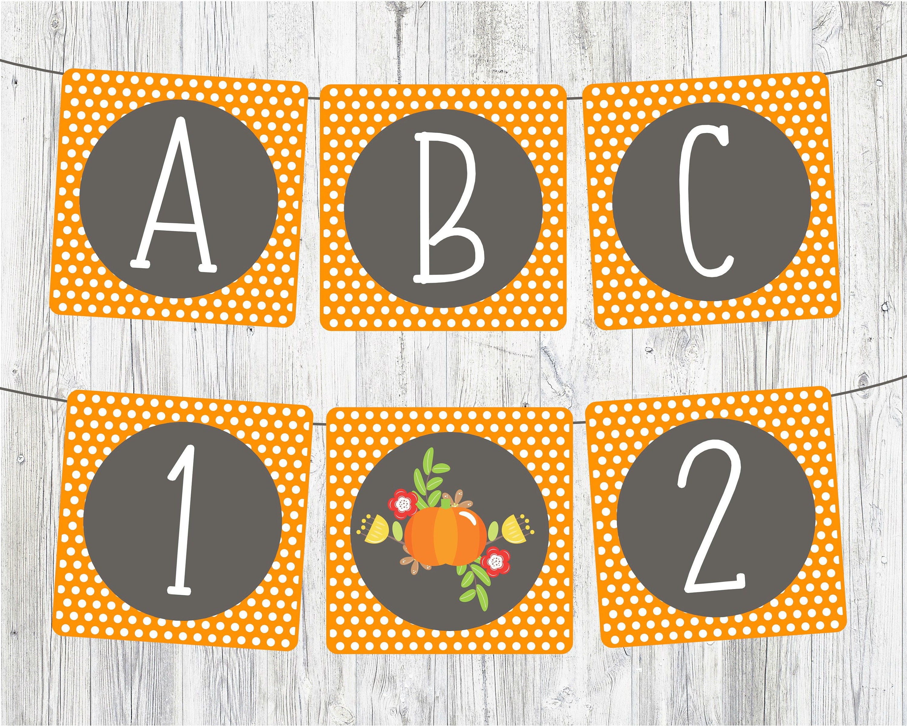 Printable Fall Pumpkin Banner. Incl: Full Alphabet Little - Etsy
