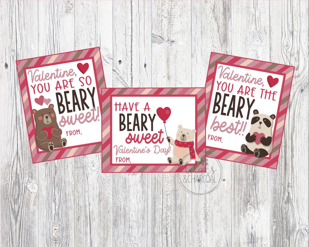 Printable Bear Valentine's Day Cards. Brown Bear, Polar Bear, Panda ...