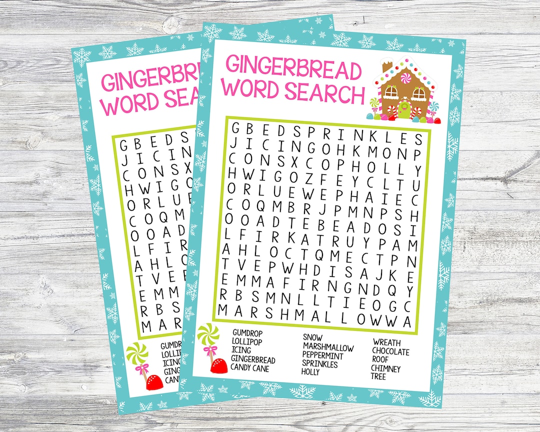 Gingerbread House Word Search Game. Printable Word Search. Instant ...