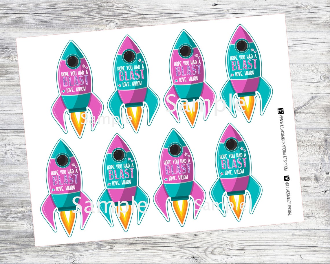 Personalized Space Party Favor Tags. Hope You Had A Blast Rocket Ship ...