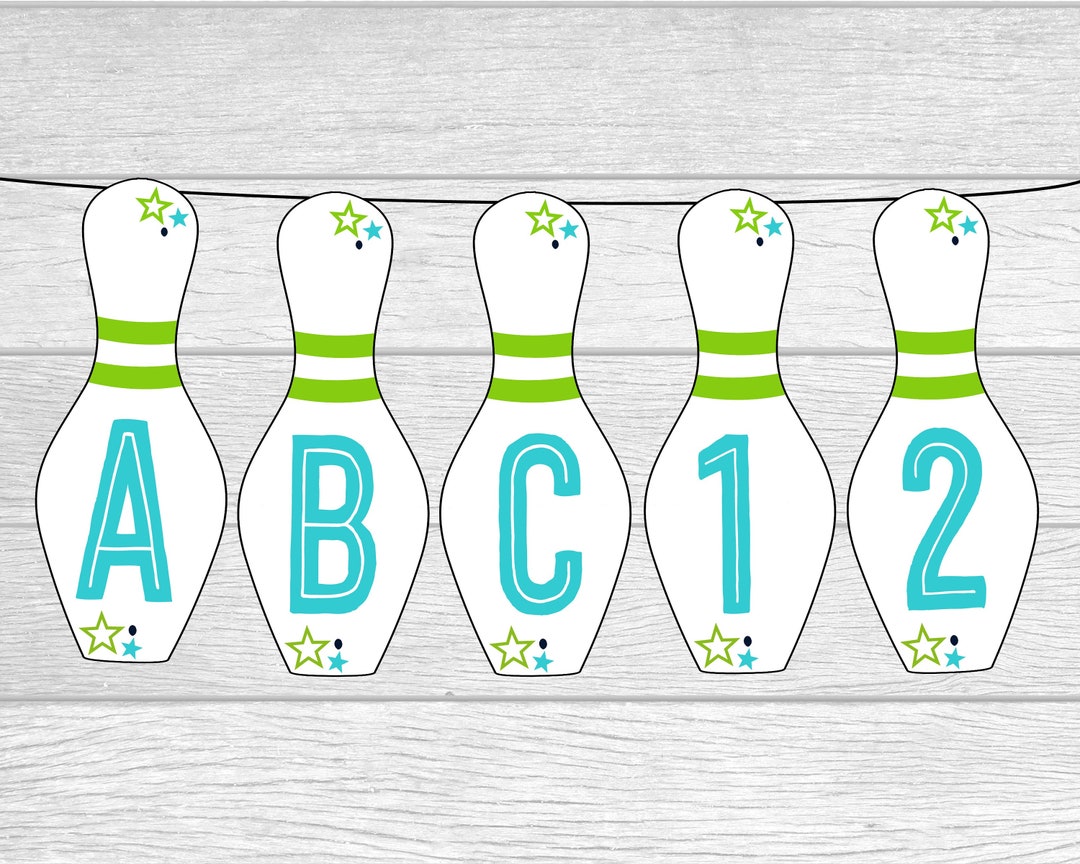 Printable Bowling Pin Birthday Banner. Incl. Happy Birthday, Full ...