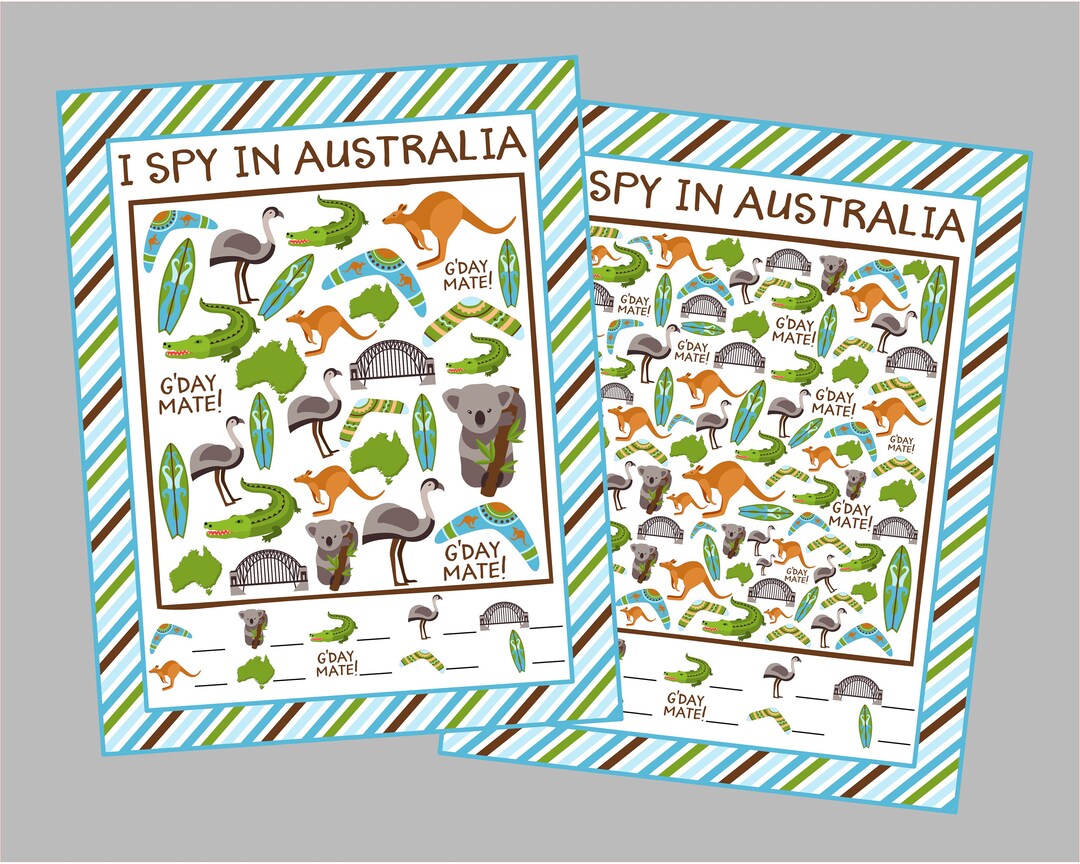 Australia I Spy Printable Games. 5 Different Sheets Easier to Harder ...