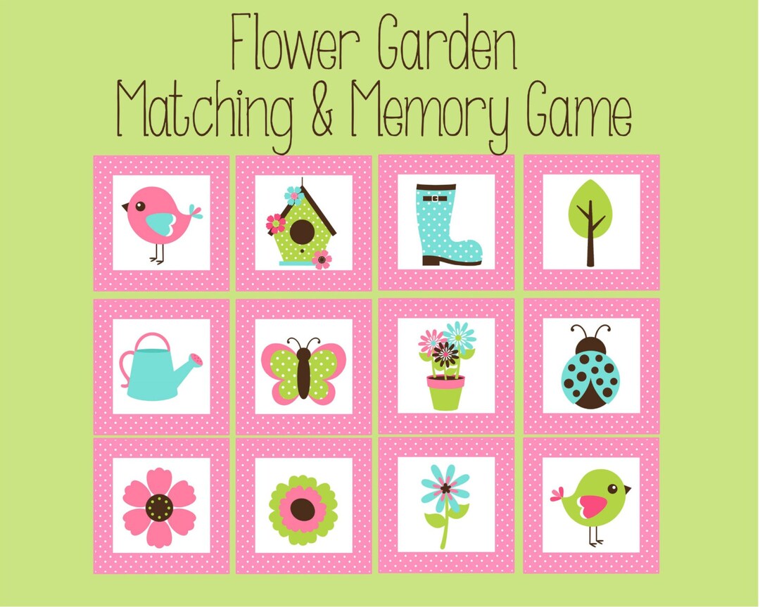 Flower Garden Memory and Matching Game. Instant Digital Download. Fun ...