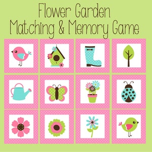 Flower Garden Memory and Matching Game. Instant Digital Download. Fun ...