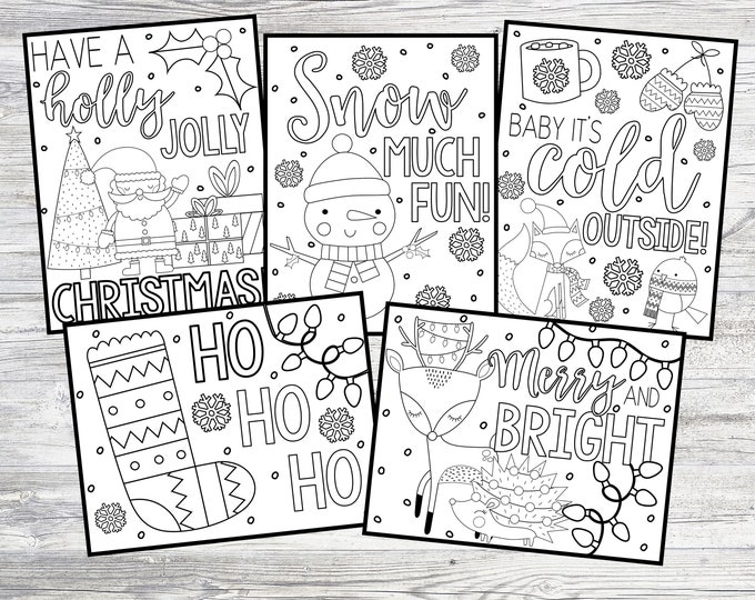 Printable Christmas & Winter Coloring Pages for Kids or | Etsy