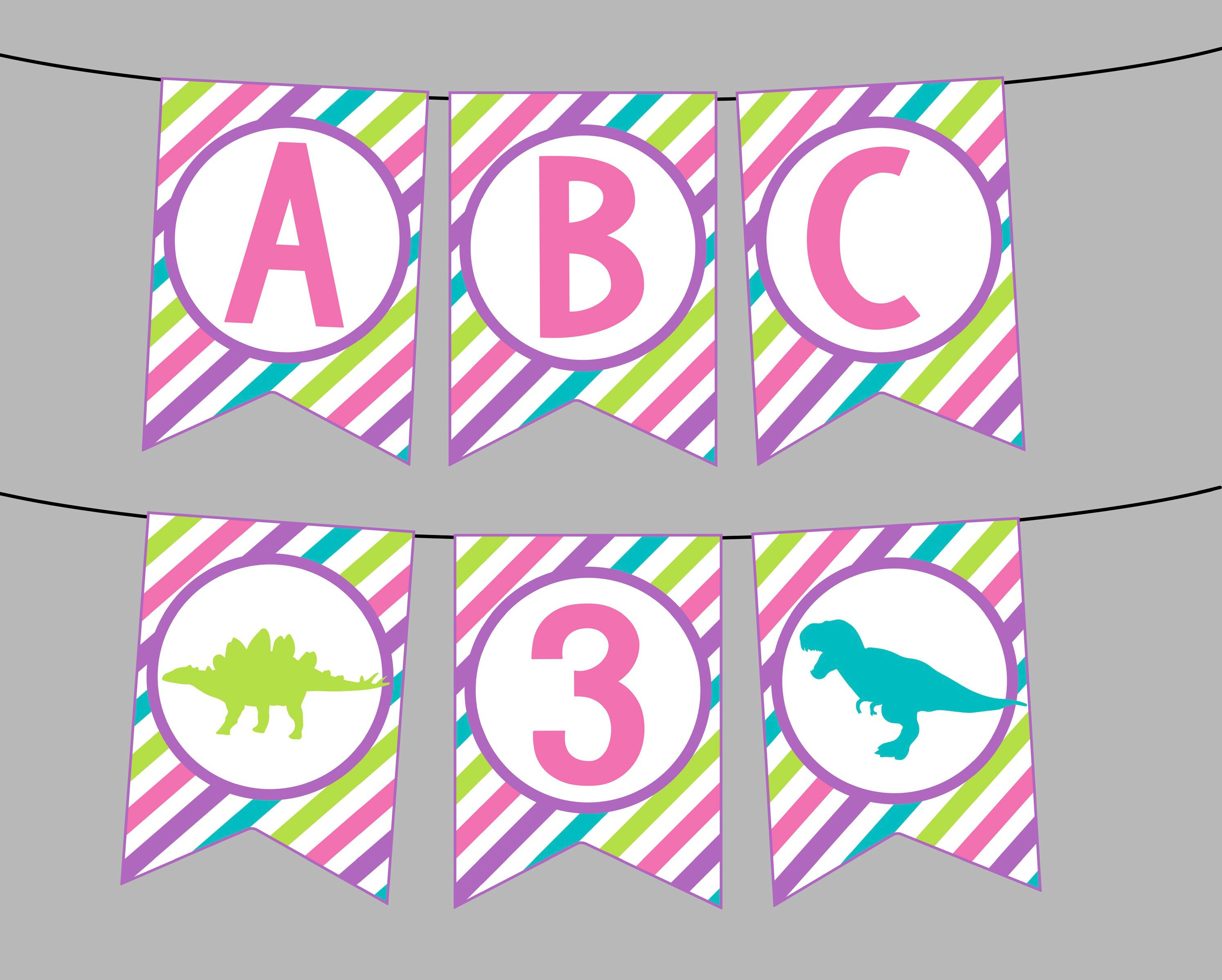 Dinosaur Birthday Banner. Full Alphabet Printable Banner Set - Etsy