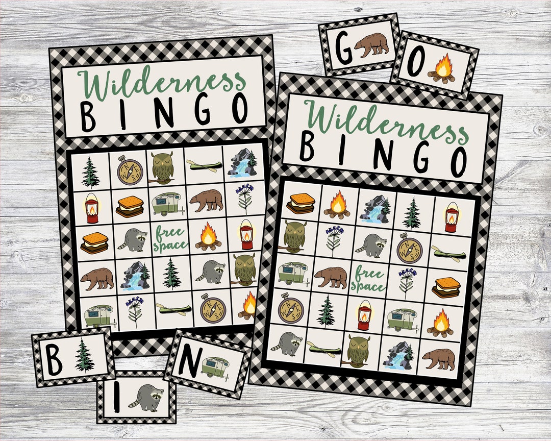 Printable Wilderness Bingo Game Set! 12 Card Set W/ Calling Cards ...