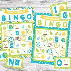Printable Save the Earth Bingo Game Set. 12 Card Set With Calling Cards ...