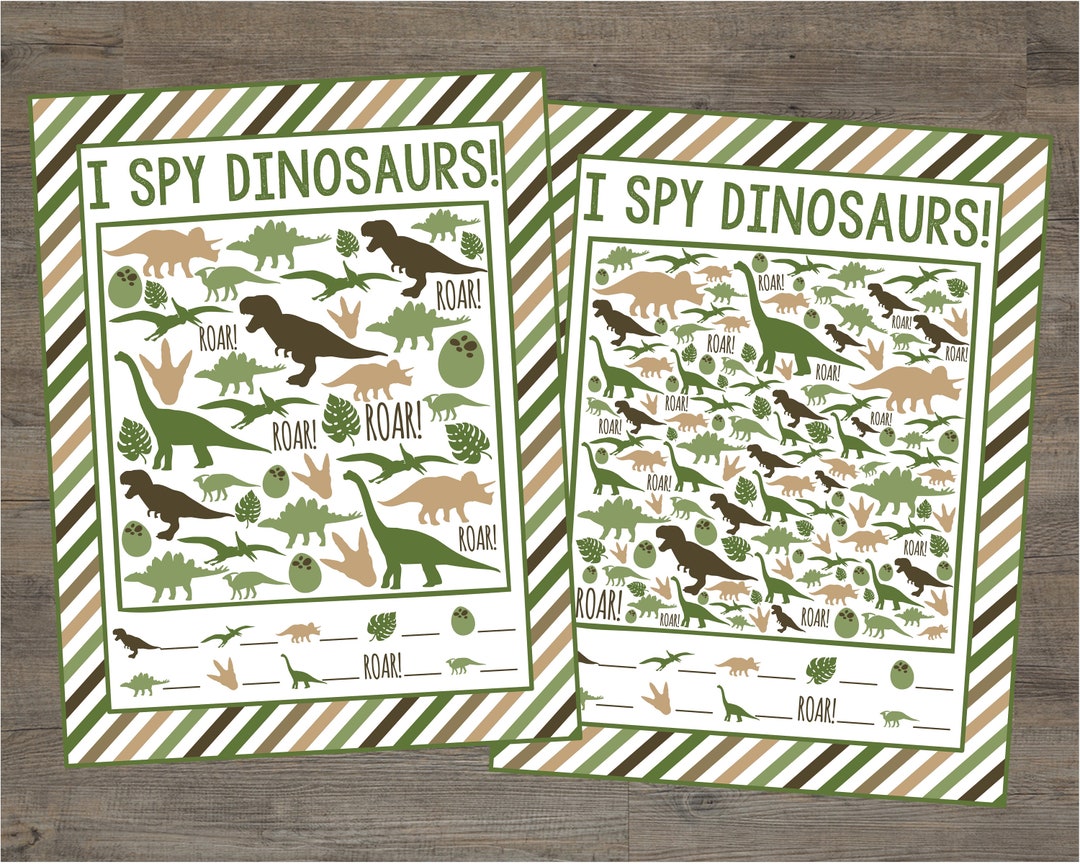 Dinosaur I Spy Printable Games. 5 Different Sheets Easier to Harder ...
