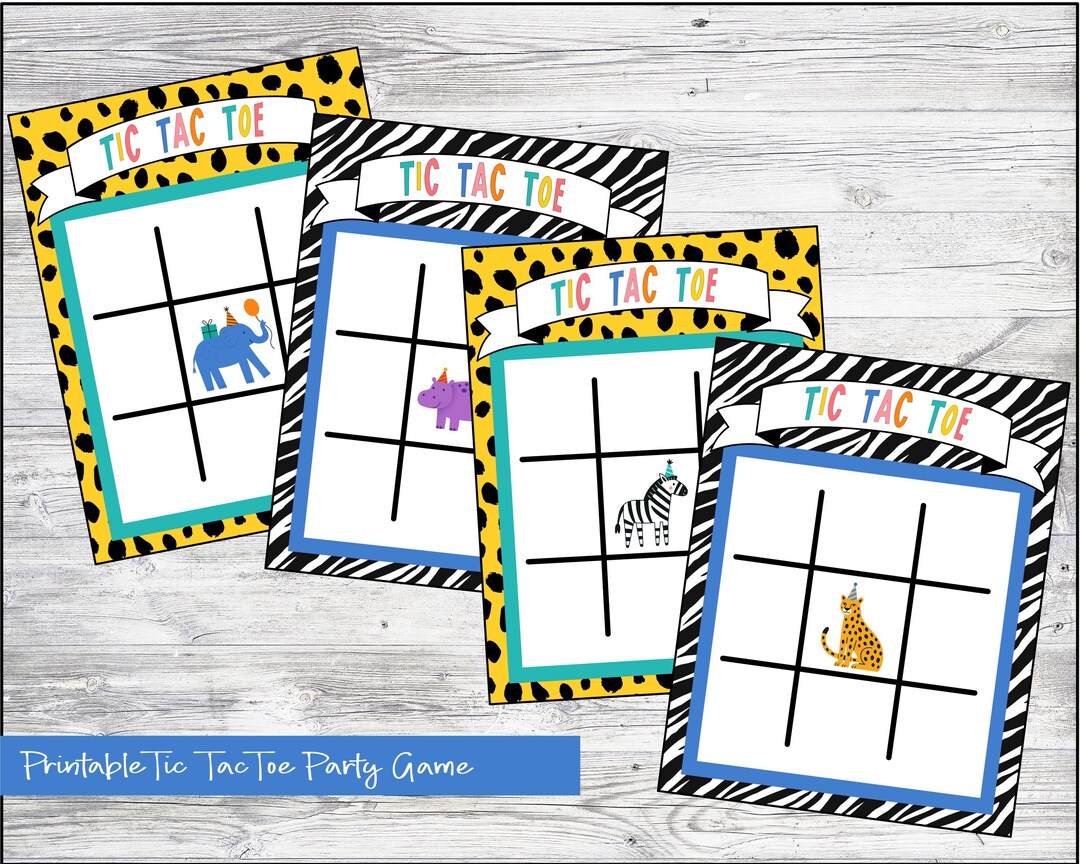 Printable Party Animal Zoo Tic Tac Toe Game. Safari Zoo Party Favor ...