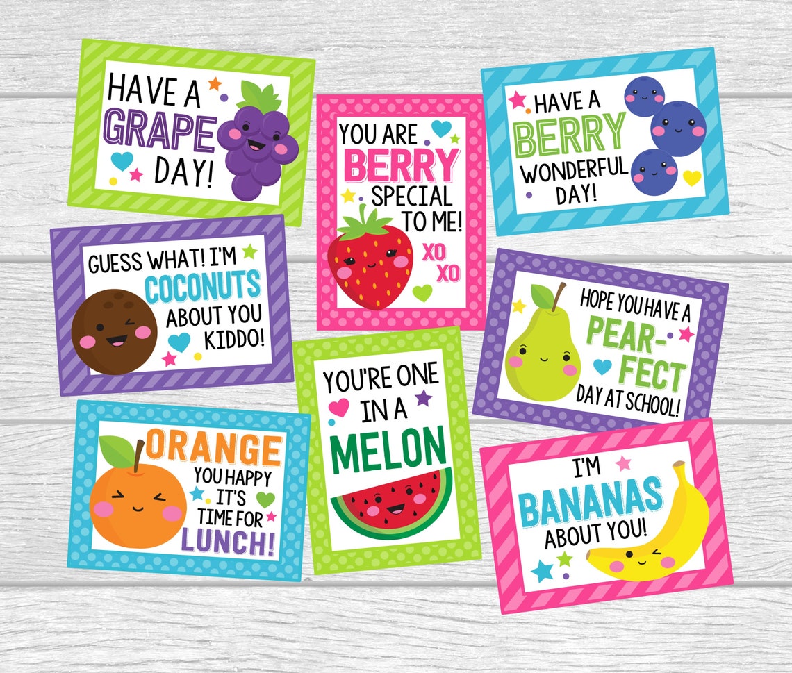 Fruit Lunch Box Notes. Printable School Lunch Nox Notes. | Etsy