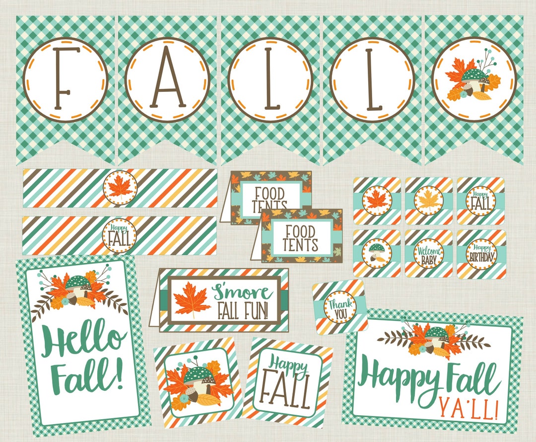 Happy Fall Ya'll Party Mini Package. Printable Fall Party Decorations ...