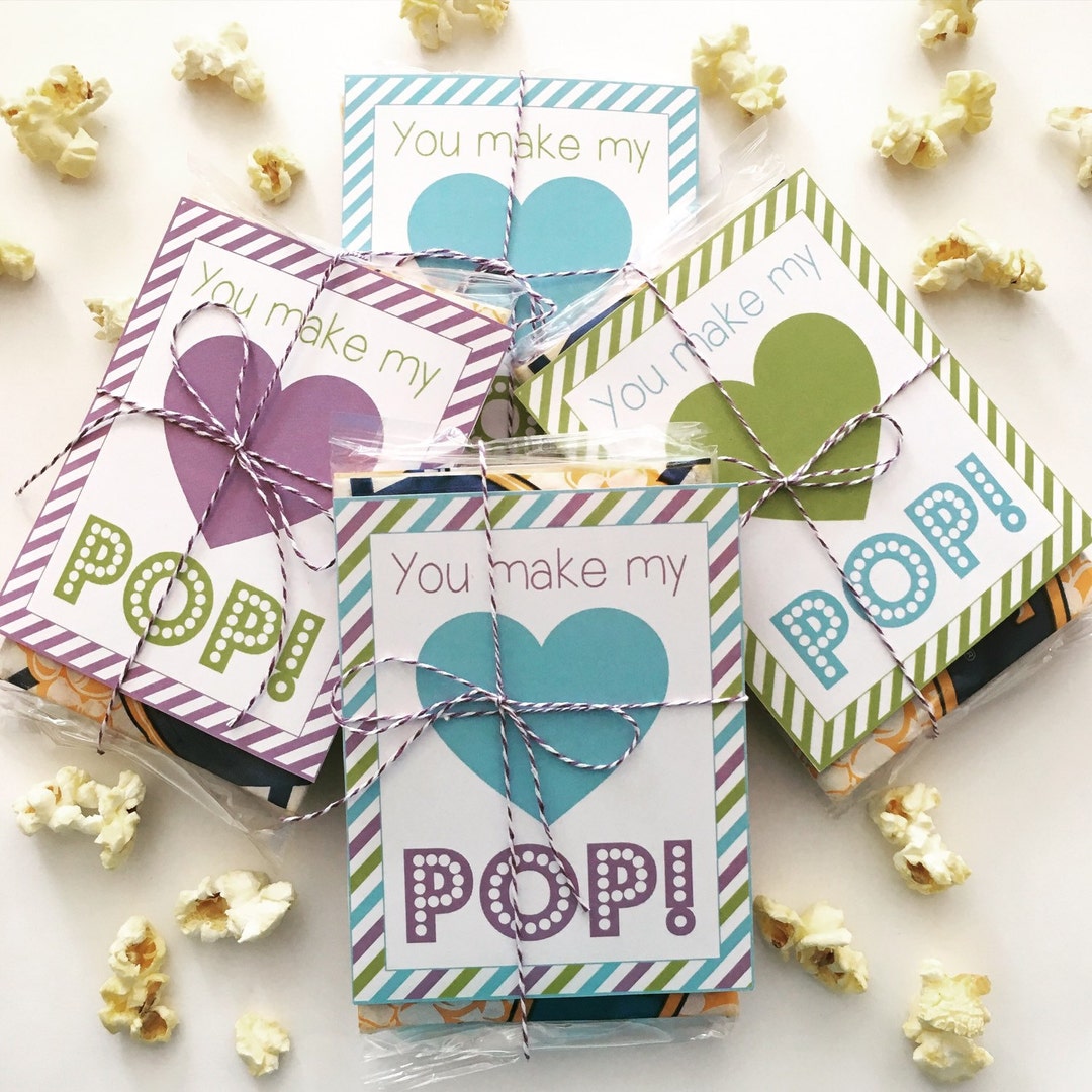 You Make My Heart Pop Valentine's Day Cards & Tags. Popcorn Valentines ...