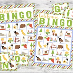 Printable California State Bingo Game. 12 Card Bingo Game Set for ...