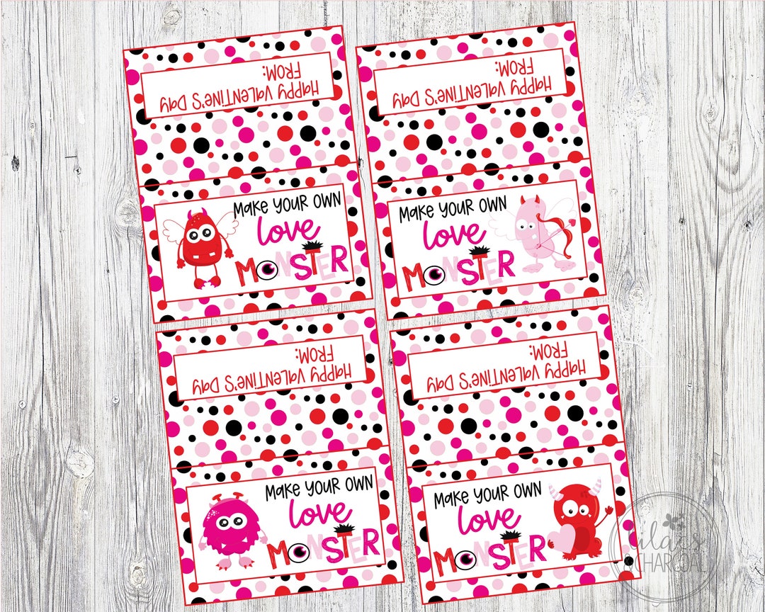 Printable Make Your Own Love Monster Bag Topper. Love Monster Valentine ...