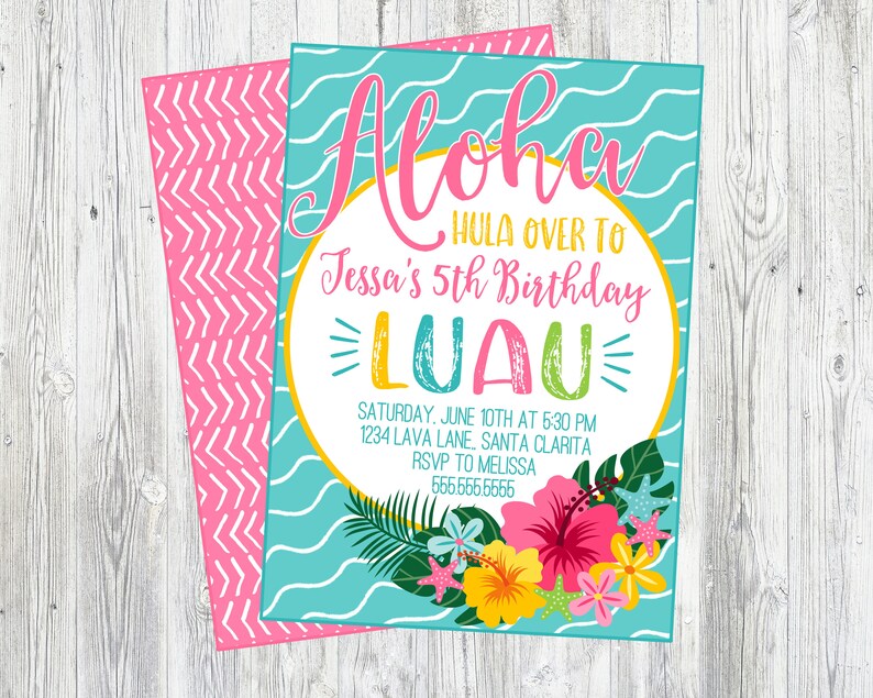 Luau Birthday Party Invitation. Printable Luau Invitation. for - Etsy