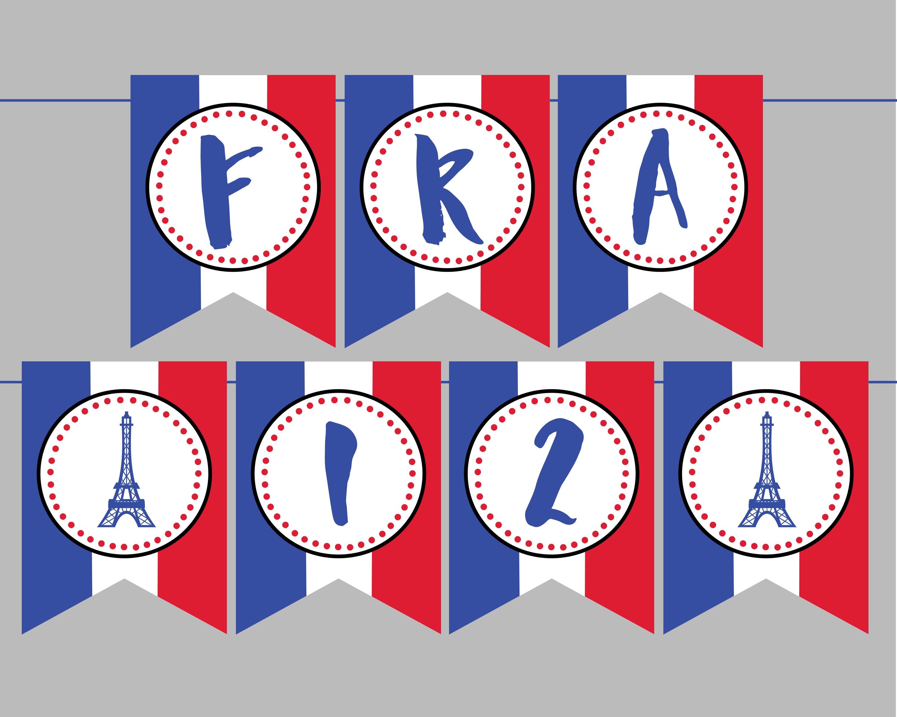 Printable France Flag Banner With FULL ALPHABET Plus Phrases. Instant ...
