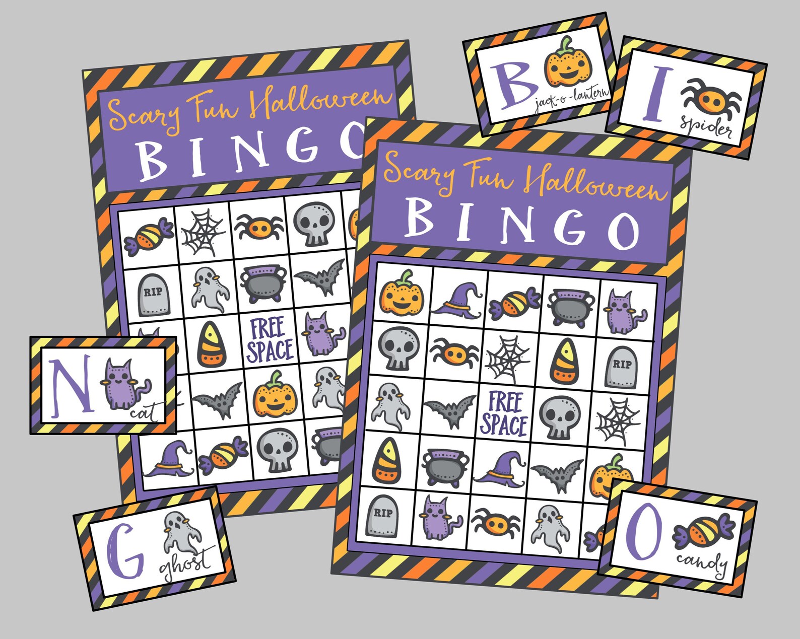 Scary Fun Halloween Bingo Game. Printable Bingo Game. Instant Digital ...