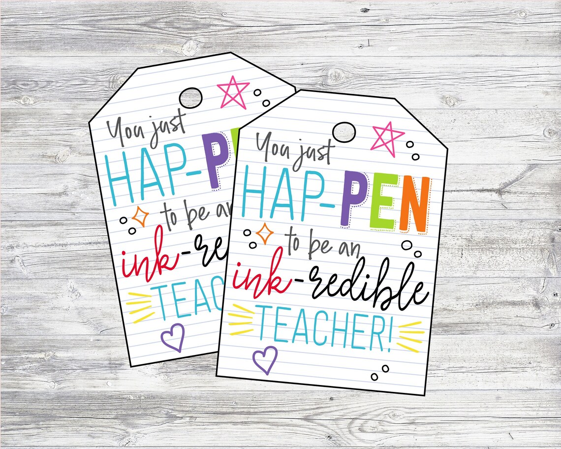 Printable Pen Teacher Gift Tag. You Just Happen to Be an - Etsy