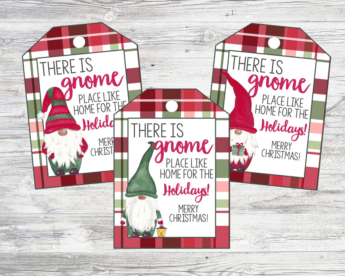 Printable Gnome Christmas Tags. There is Gnome Place Like Home | Etsy
