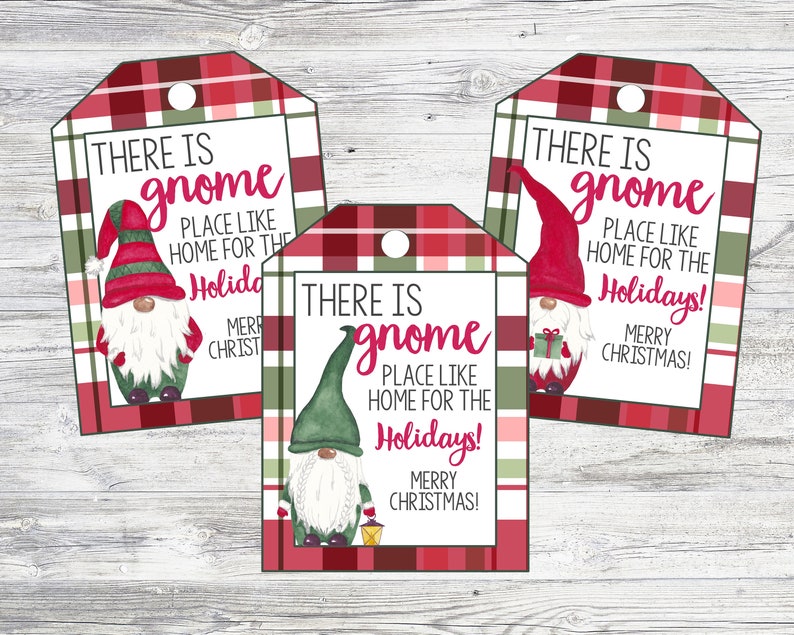 Printable Gnome Christmas Tags. There is Gnome Place Like Home | Etsy