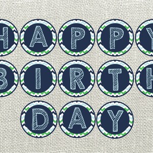 Blue & Green Chevron Printable Banner. Full Alphabet for Birthdays ...
