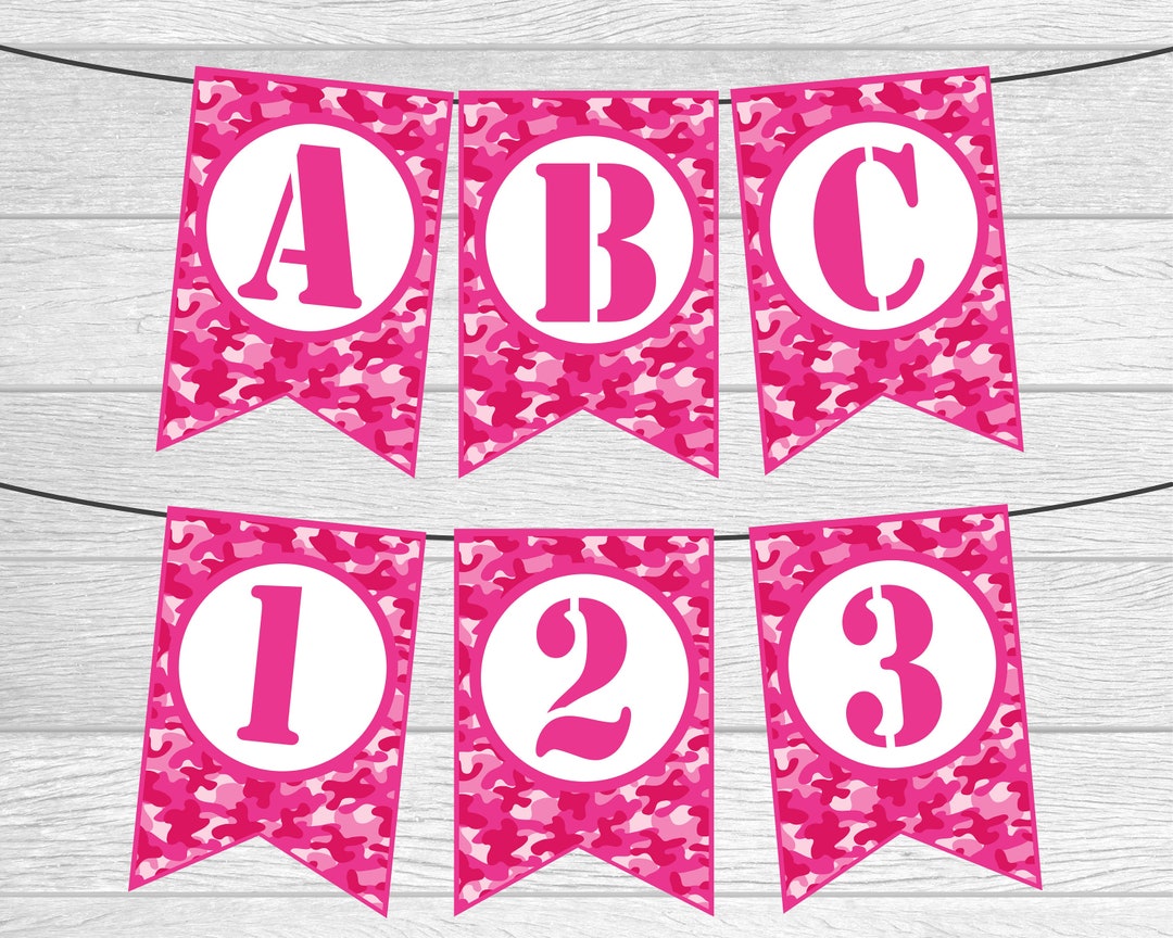 Printable Pink Camouflage Party Banner. Printable Banner Package W ...