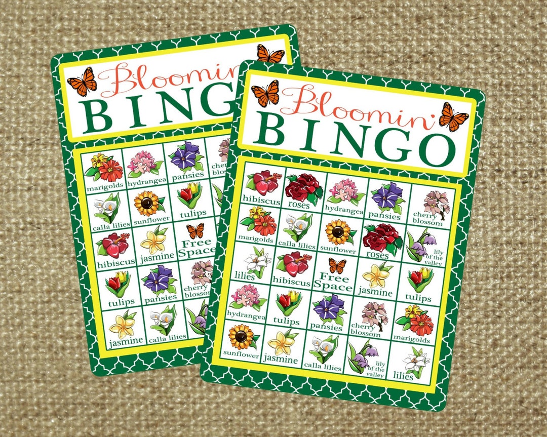 Deluxe Bloomin' Bingo Flower 24 Card Set Bingo Game. Instant Digital ...