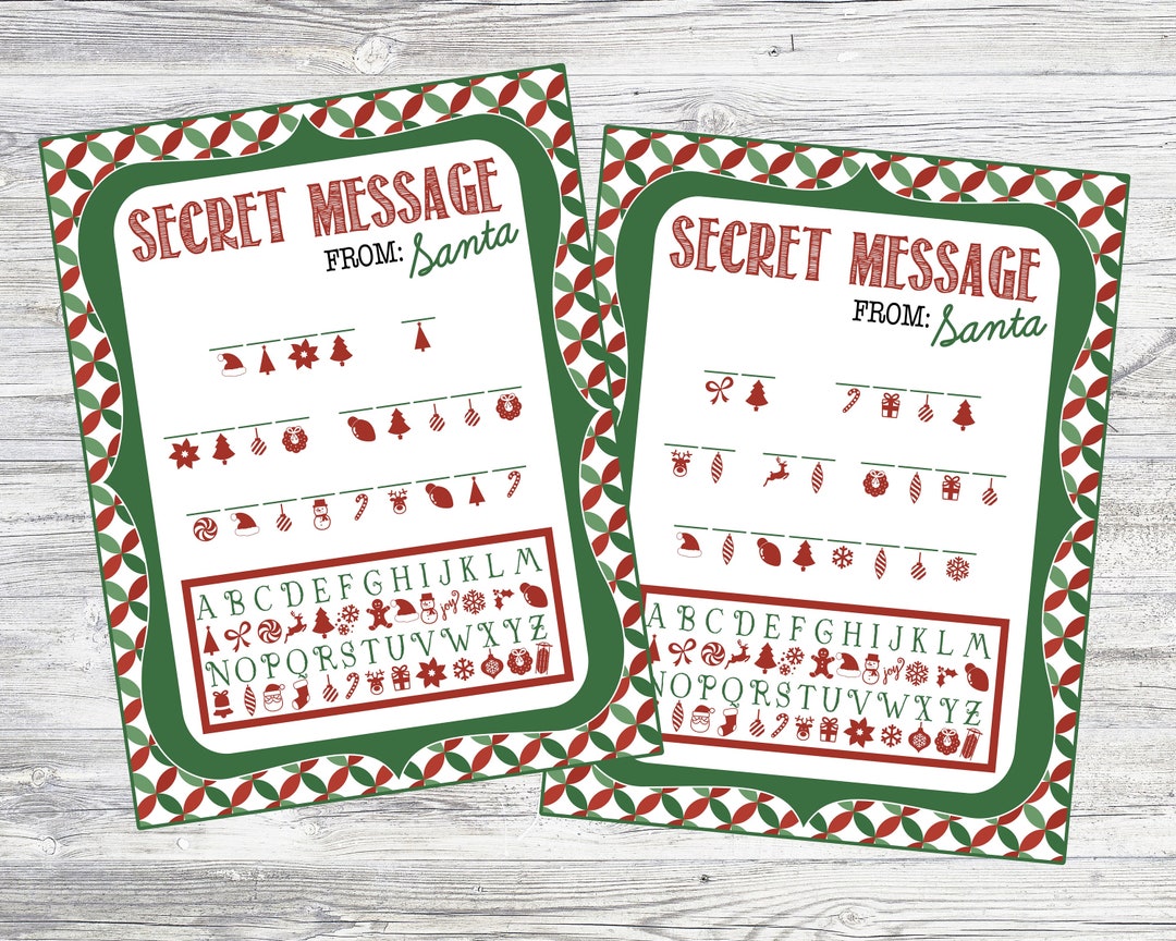 Printable Secret Message From Santa Code Sheets. Instant Digital ...