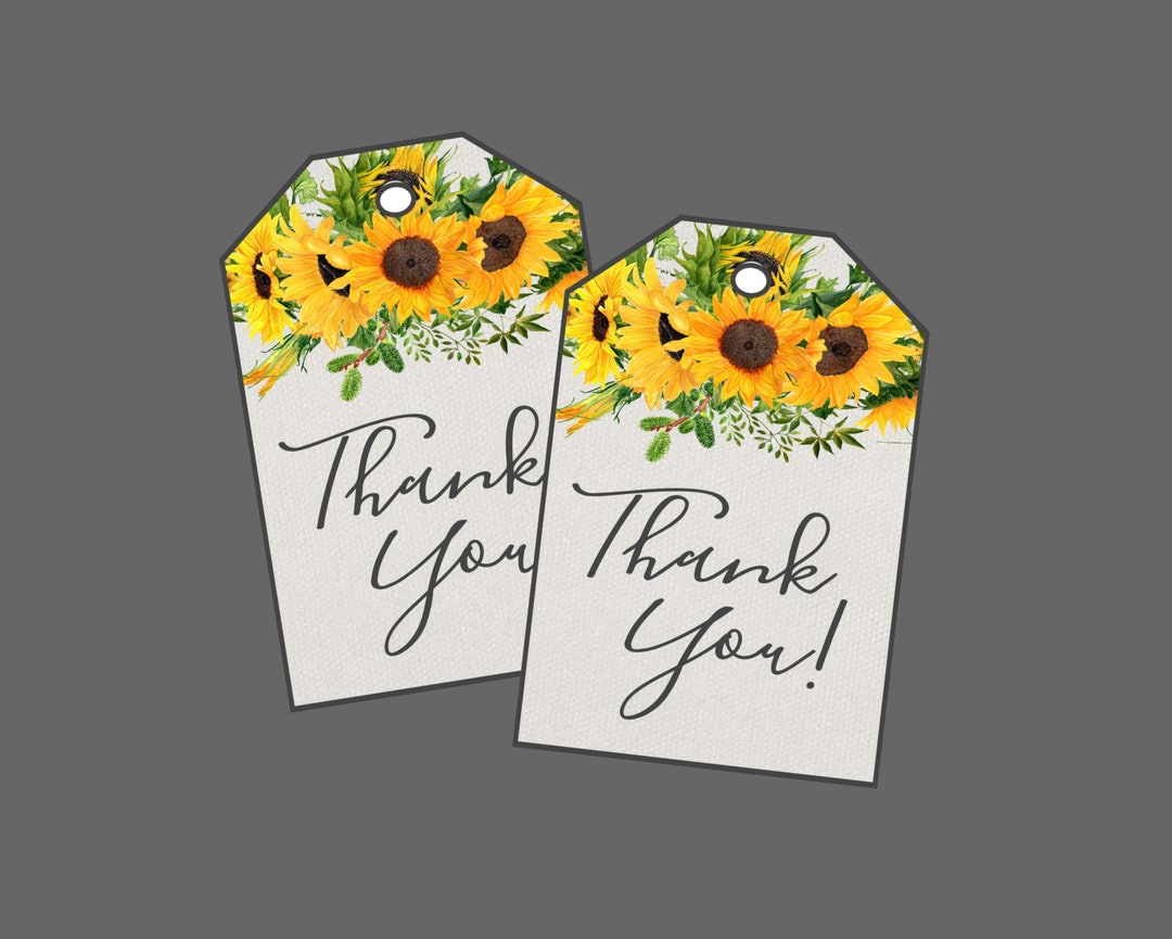 Sunflower Thank You Tags. Instant Digital Download, Printable Tags ...