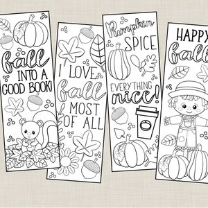 Printable Fall Color Your Own Bookmarks. for Classroom, Fall Party ...