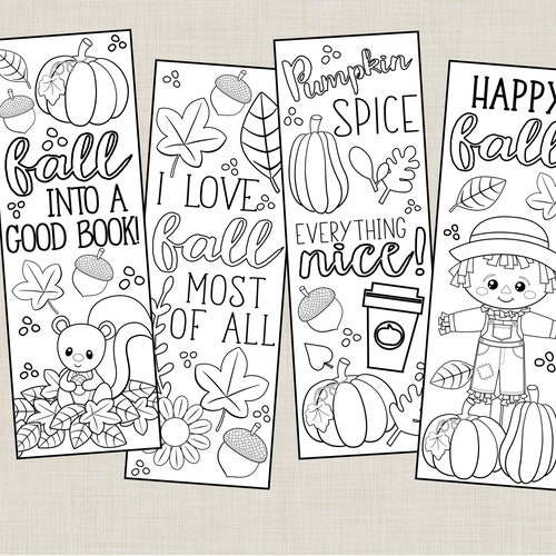 Printable Fall Color Your Own Bookmarks. for Classroom Fall - Etsy