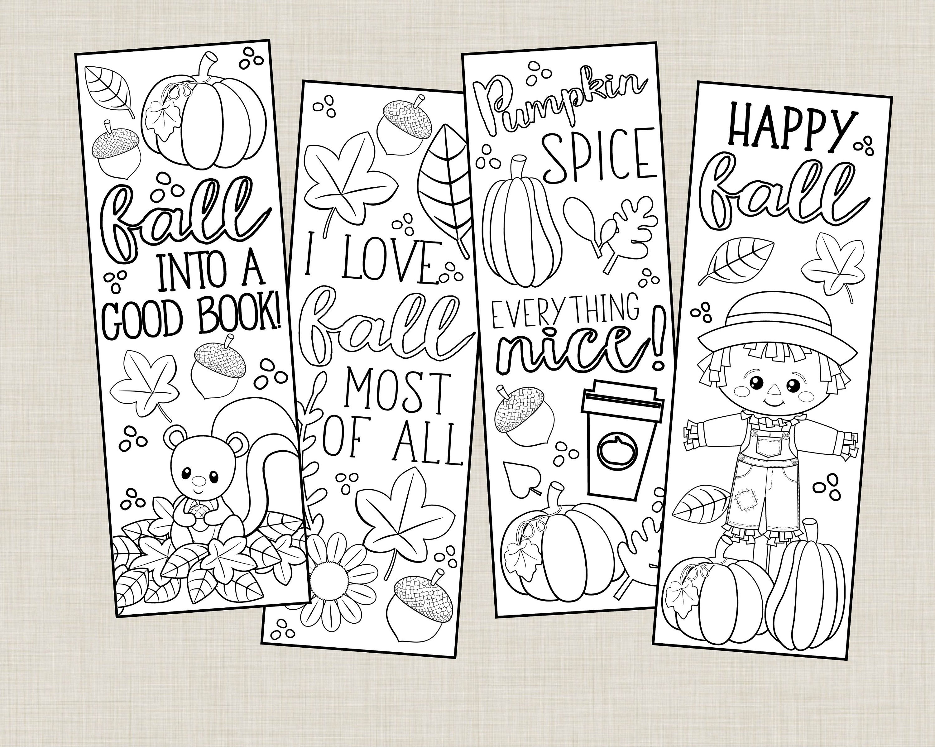 Printable Fall Color Your Own Bookmarks. for Classroom, Fall Party ...