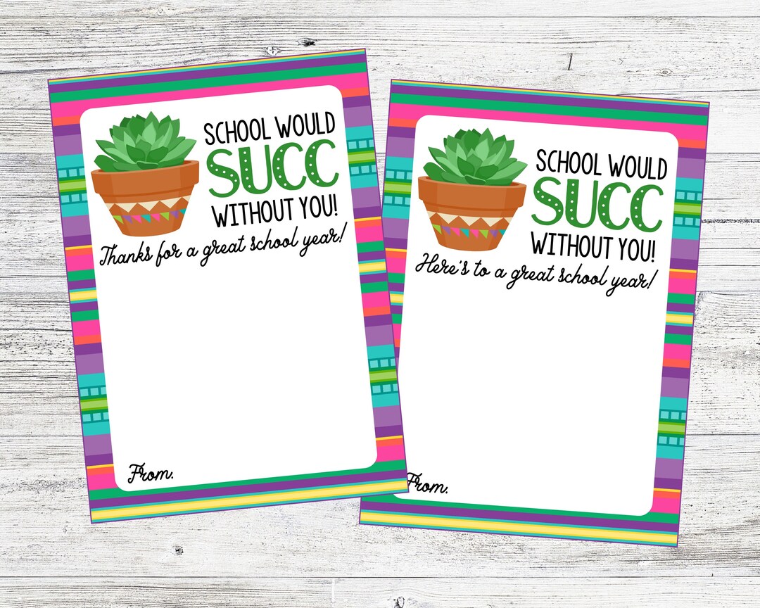 School Would SUCC Without You! Teacher Gift Card Holder for Succulent ...