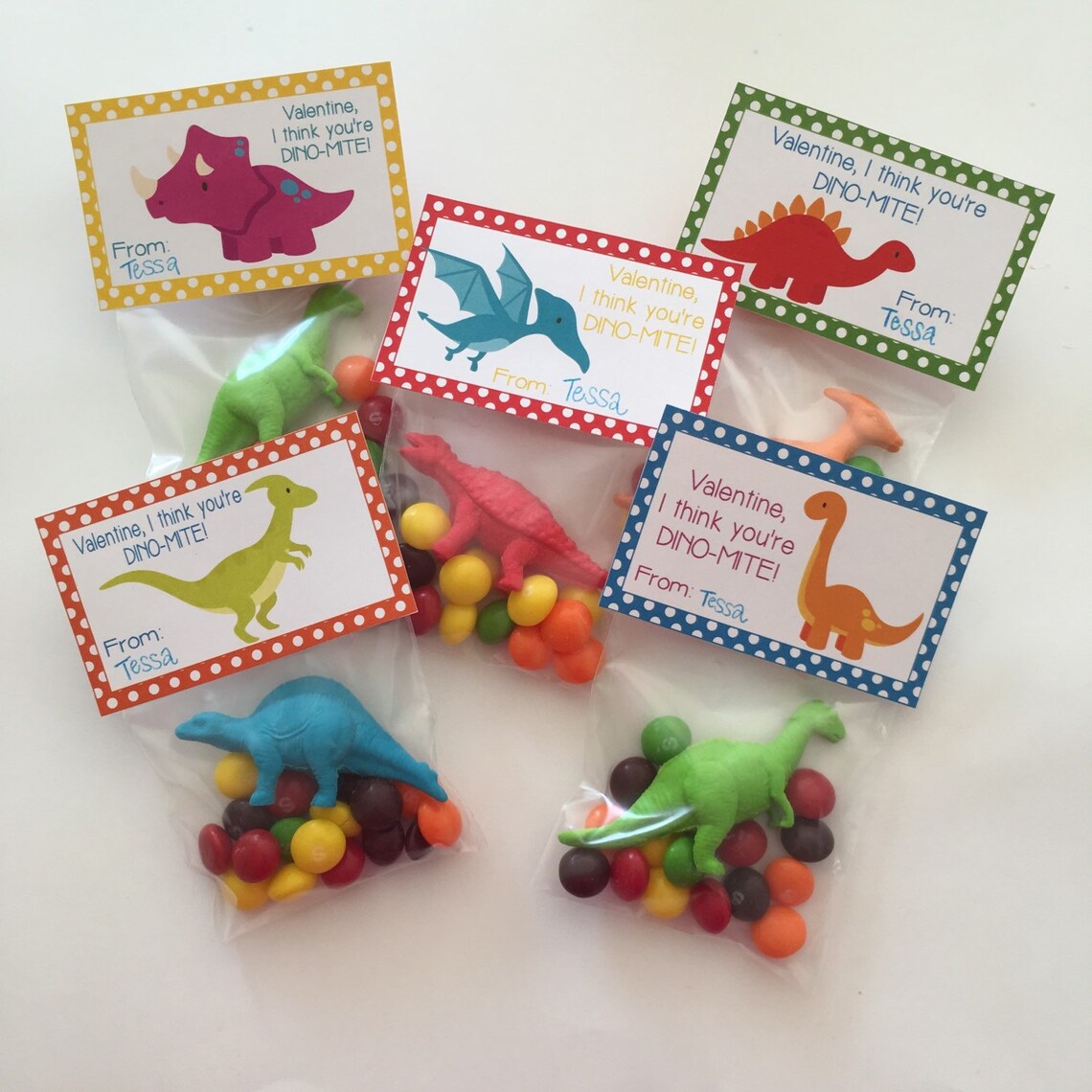 Dino-mite Valentine Package. Dinosaur Valentine Cards and Bag - Etsy